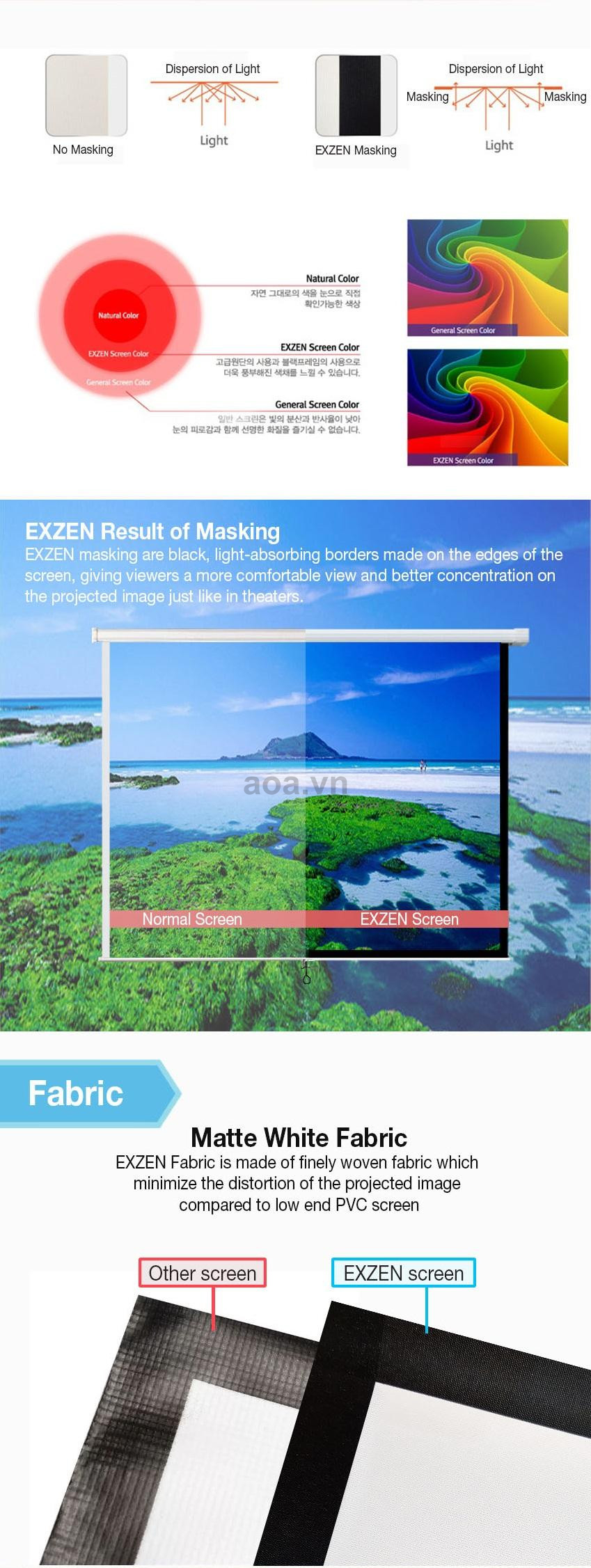 Màn chiếu điện Exzen Korea (84" - 200") - Ánh Phát